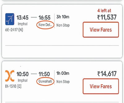 45 mins flight fare to Gauhati dearer than 3 hrs flight to Delhi : 03rd ...