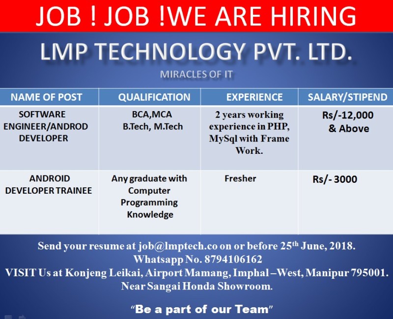 Web App Developer wanted at LMP Tech Konjeng Leikai 20180621