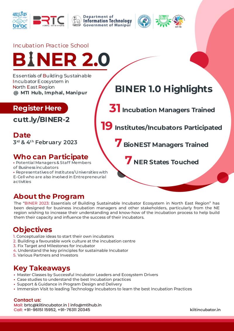 BINER 2 Building Sustainable Incubator Ecosystem in NE 20230117