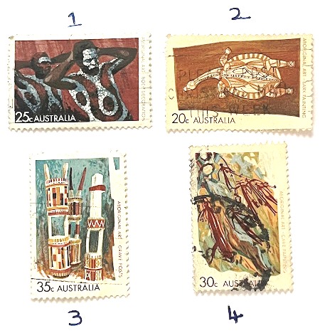 Austrialian Stamps on Aborigial Art